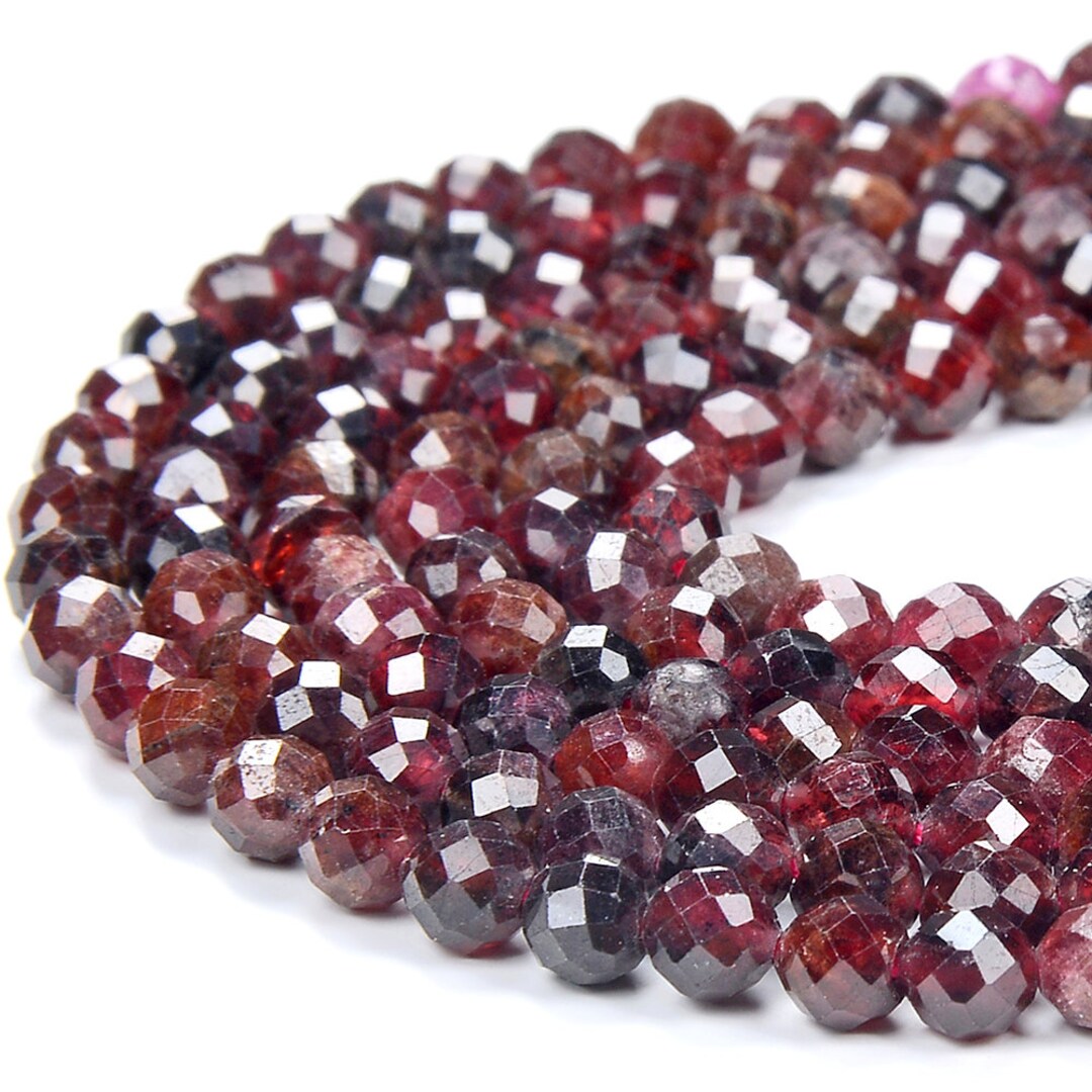 4MM Natural Red Garnet Gemstone Micro Faceted Round Loose Beads 15.5 ...