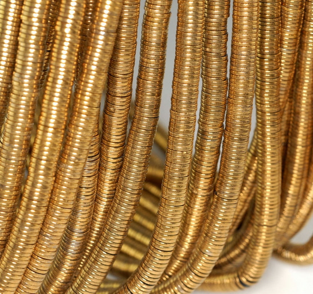 6x1mm Gold Hematite Gemstone Slice Heishi Round Disc 6x1mm Loose Beads ...