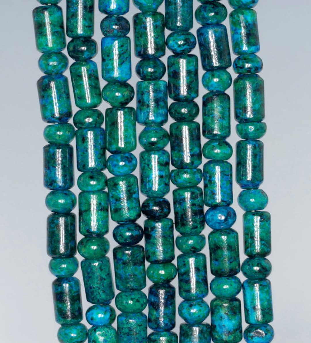 9X6MM Chrysocolla Quantum Quattro Gemstone Green Blue Round Tube ...