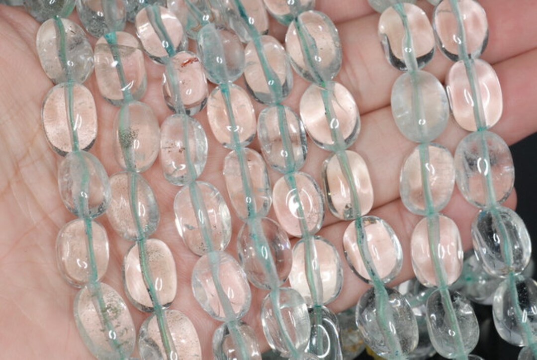 13X9-16X11MM Clear Phantom Quartz Gemstone Nugget Pebble Loose Beads 15 ...