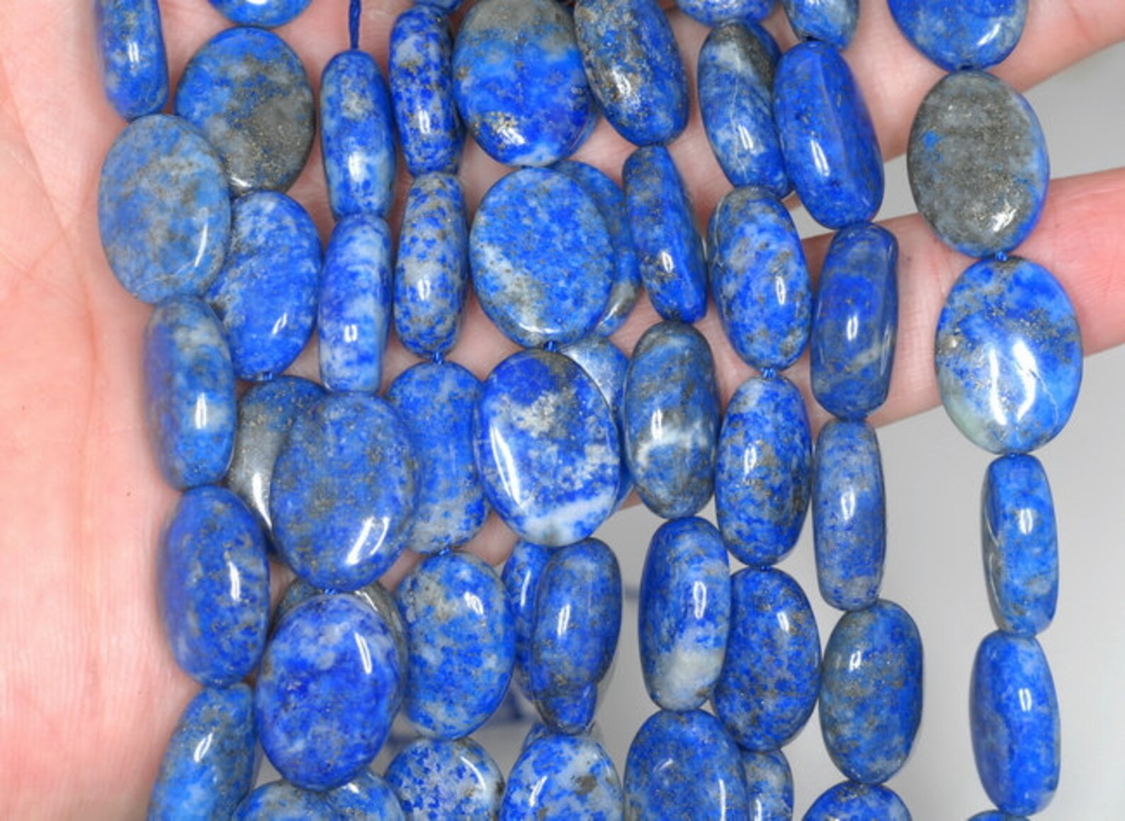 18x13mm Natural Lapis Lazuli Gemstone Grade AB Blue Oval Loose Beads 7 ...