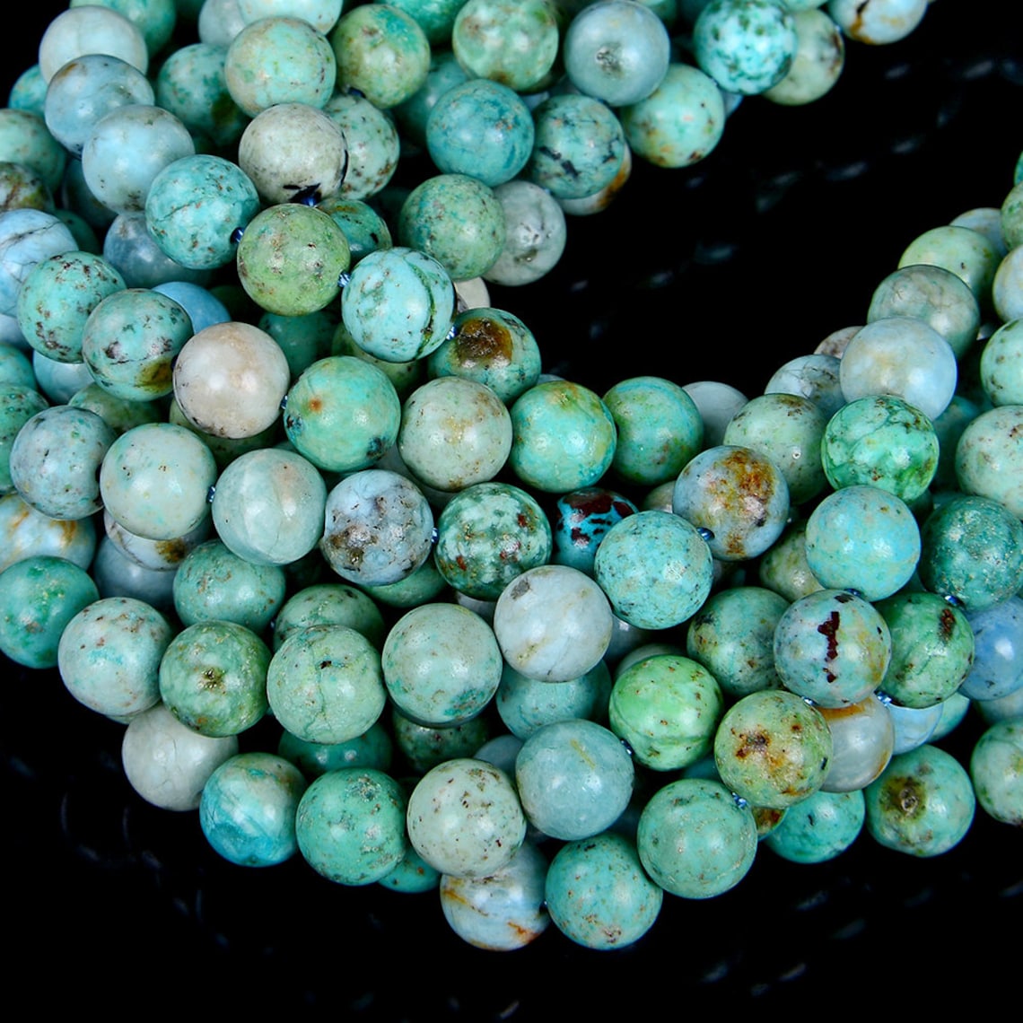 Genuine Peruvian Turquoise Green Blue Gemstone Round 6mm 7mm - Etsy