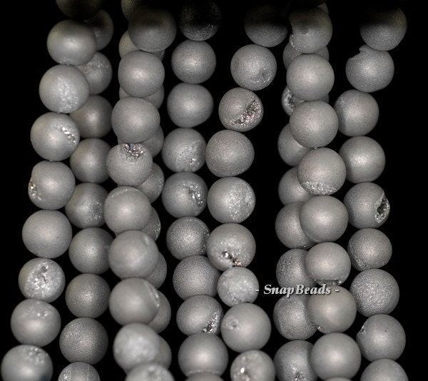 Matte 8MM Silver Mist Pixie Dust Druzy Gemstone Silver Grey | Etsy