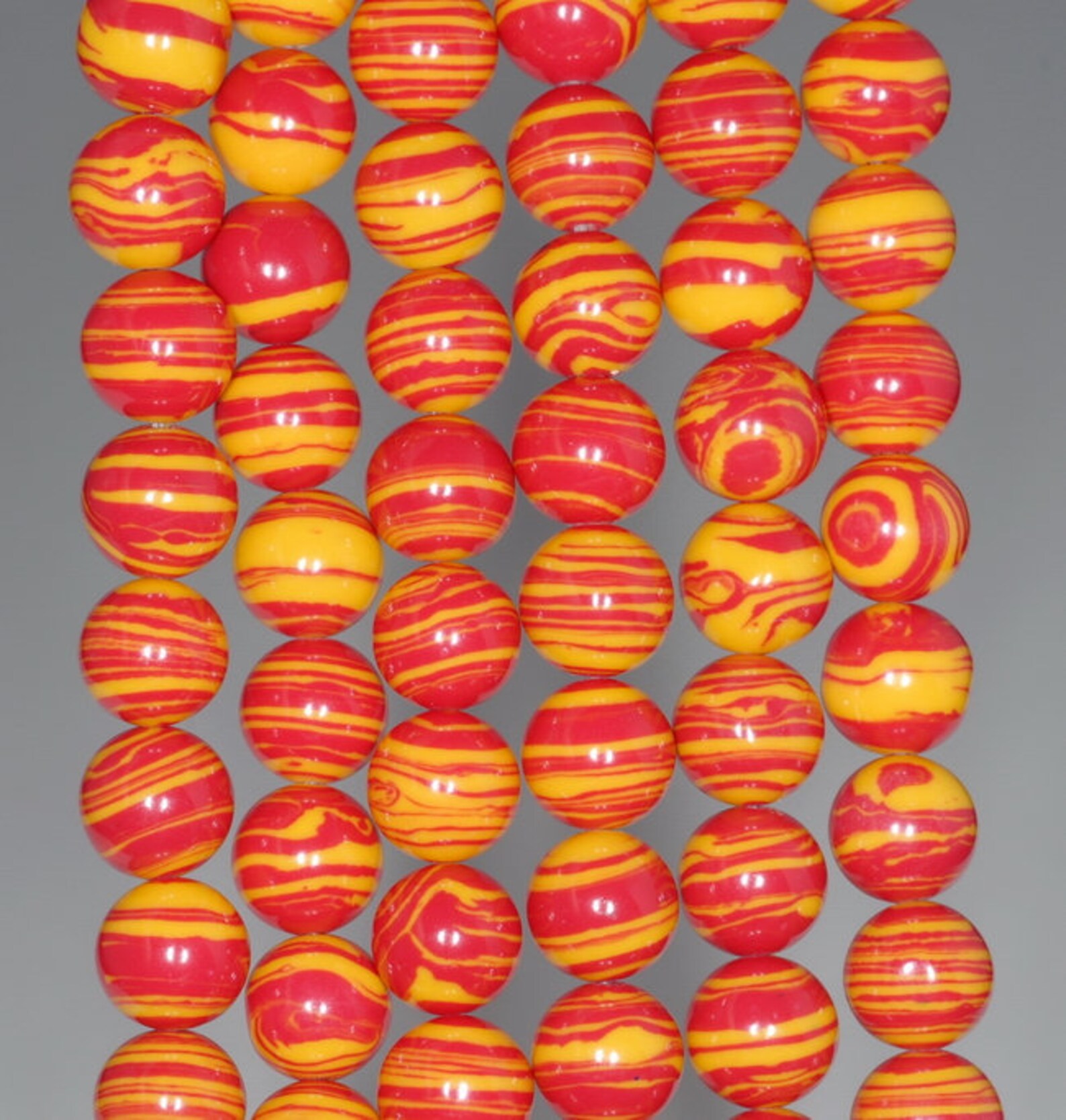 8MM Red Yellow Matrix Turquoise Gemstone Round Loose Beads 15 - Etsy