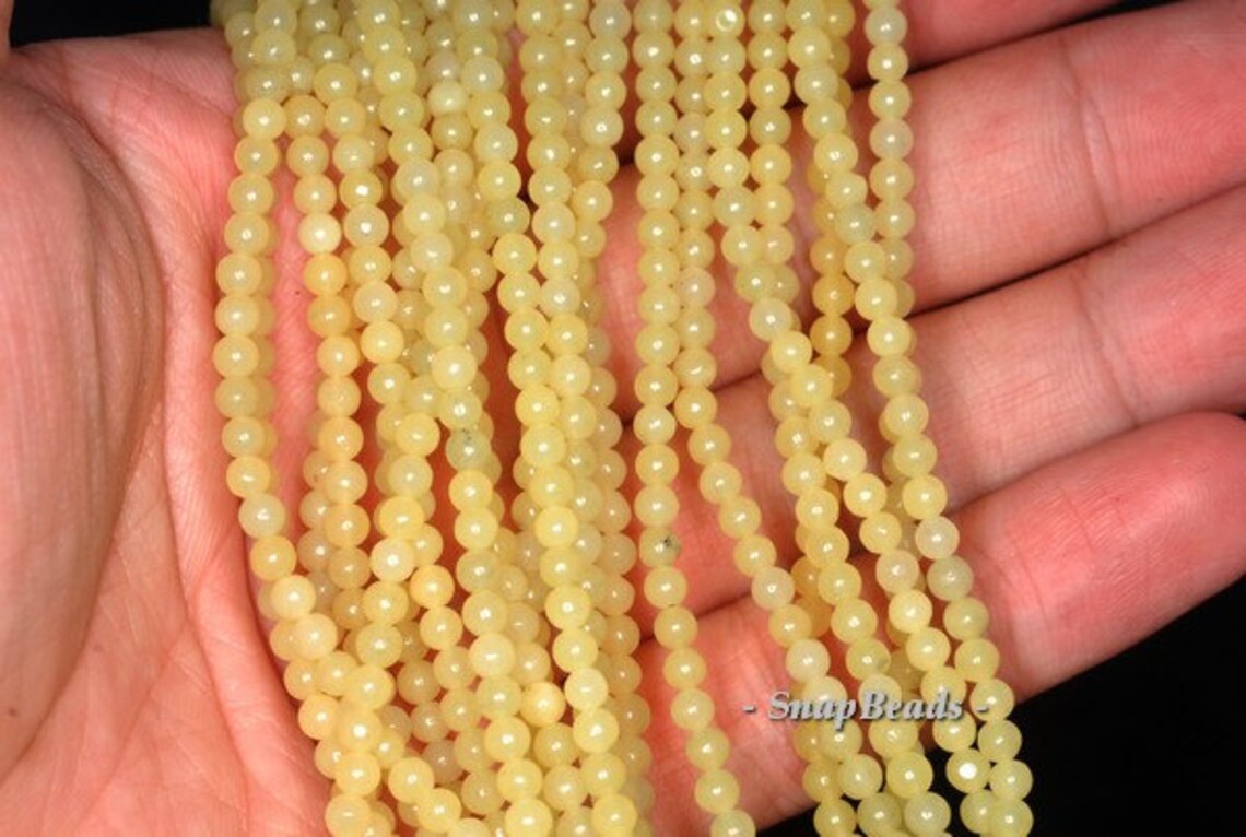 3MM Lemon Jade Gemstone Round 3MM Loose Beads 16 Inch Full | Etsy