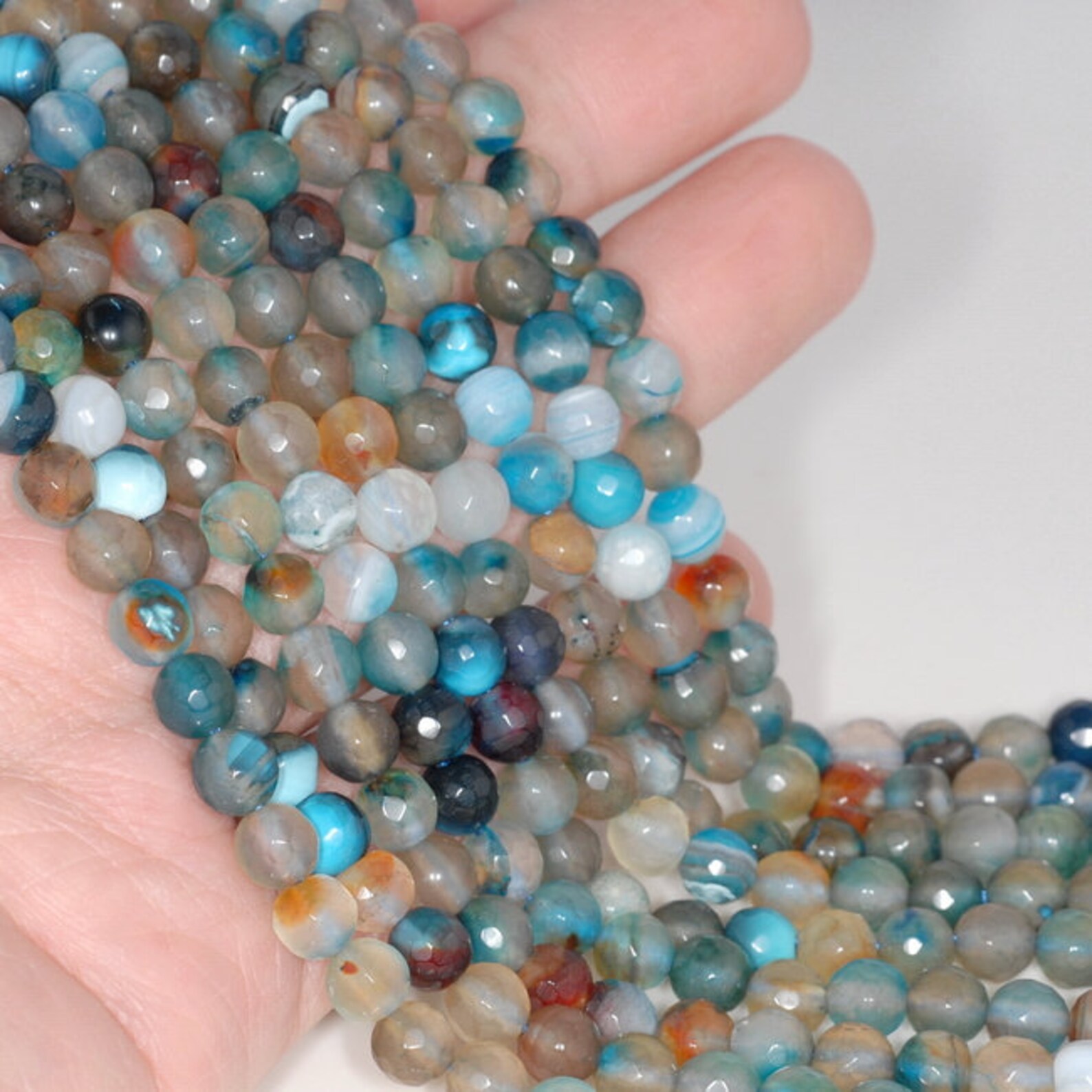 6MM Party Mix Agate Gemstone Faceted Round Loose Beads 14.5 - Etsy