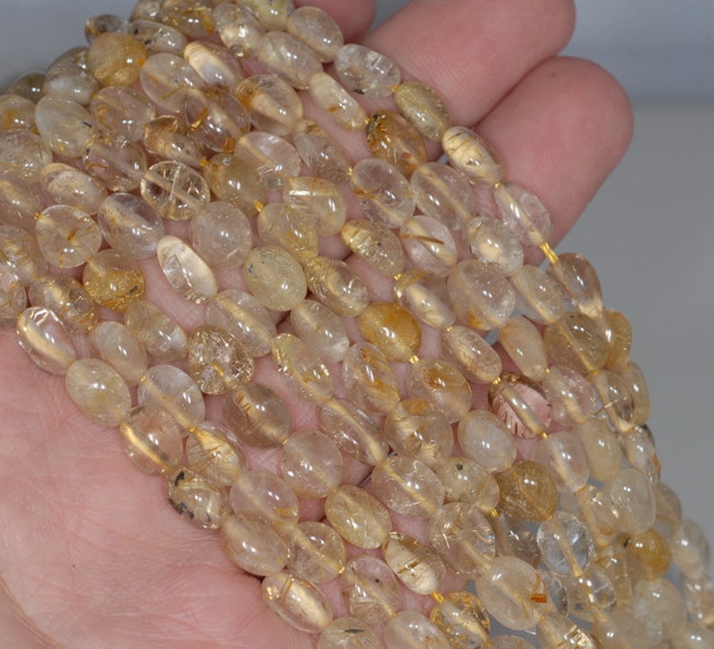 6-7MM Golden Rutilated Quartz Gemstone Pebble Nugget Granule Loose ...