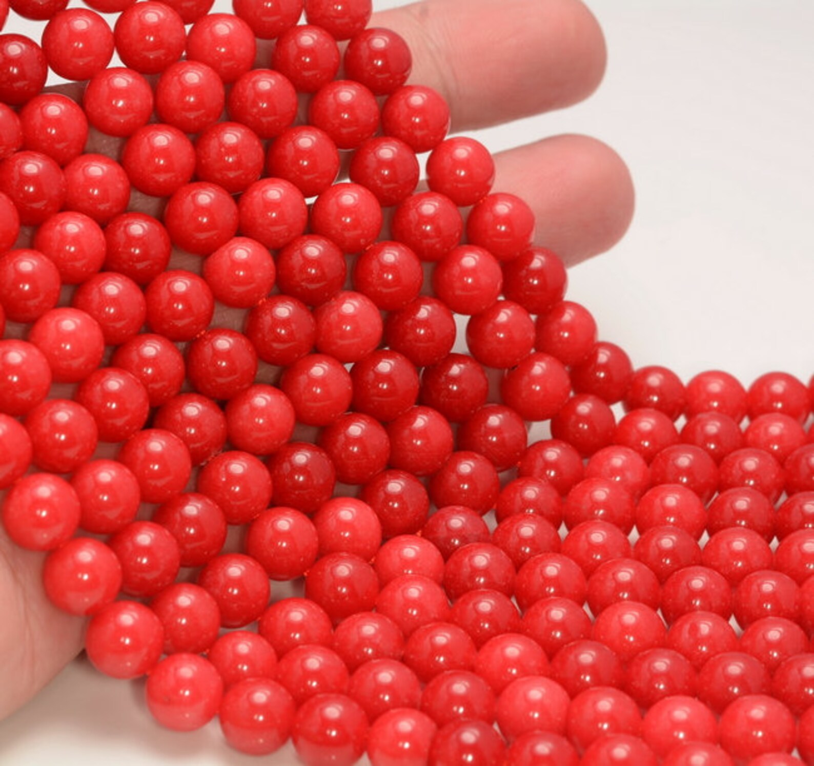8MM Color Red Jade Gemstone Round Loose Beads 15 Inch Full Strand ...