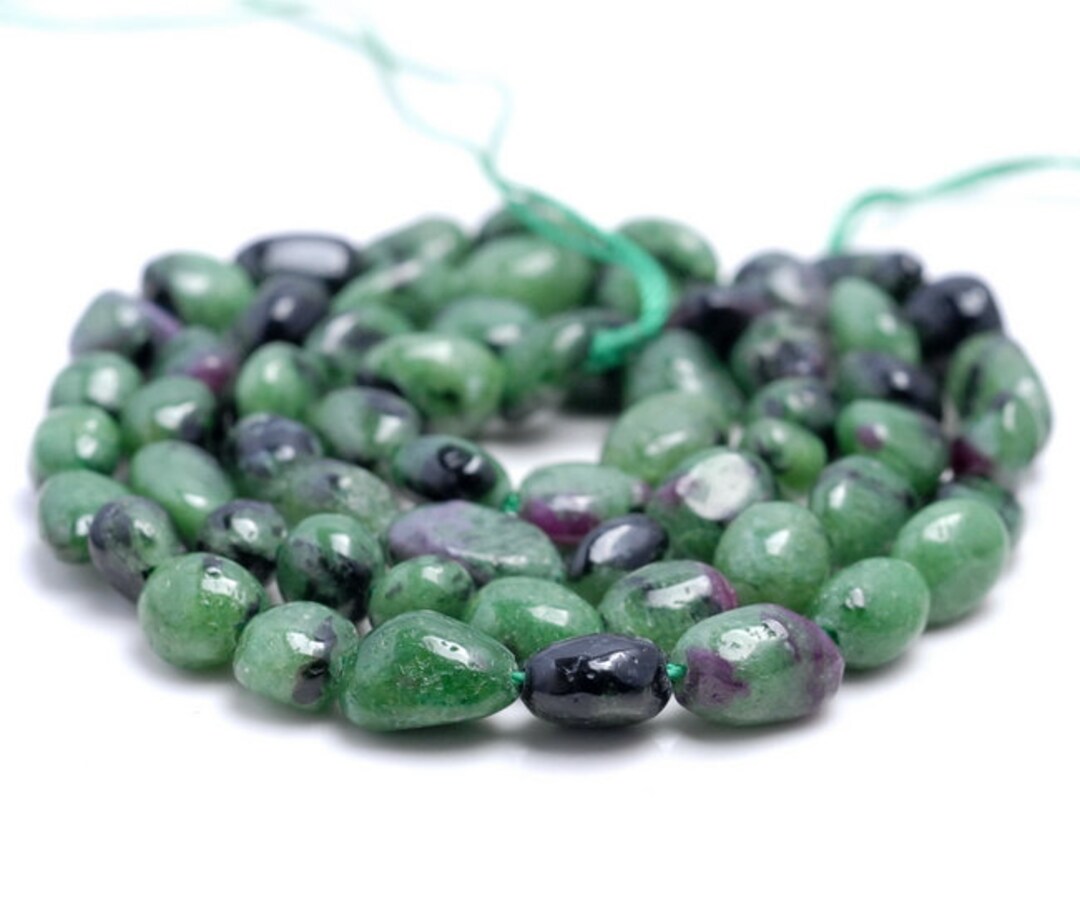 5-6MM Ruby Zoisite Gemstone Pebble Nugget Granule Loose Beads 7.5 Inch ...
