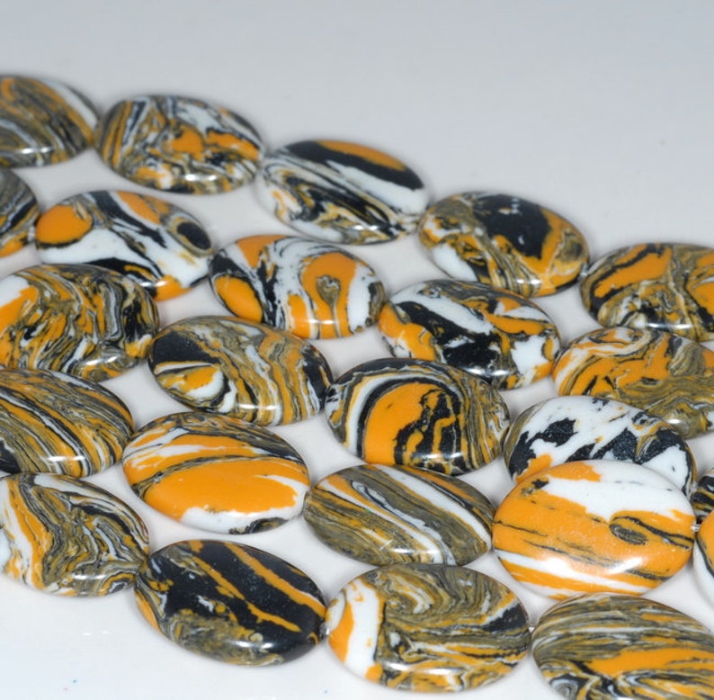 18x13mm Yellow Black Matrix Turquoise Gemstone Oval Loose - Etsy