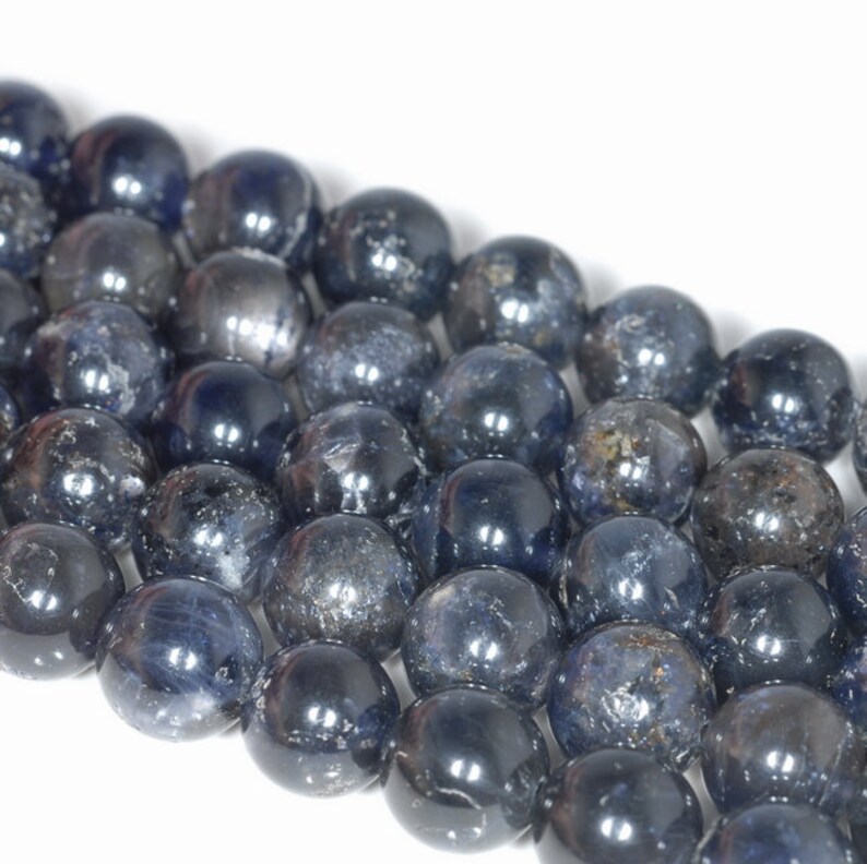10MM Dark Blue Iolite Gemstone Grade A Round Loose Beads 7 Inch Half ...