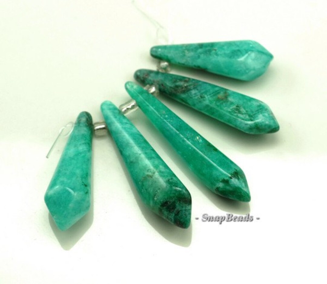 Green Rock Crystal Gemstone Gradated Set Point 61x15-26x9mm Loose Beads ...