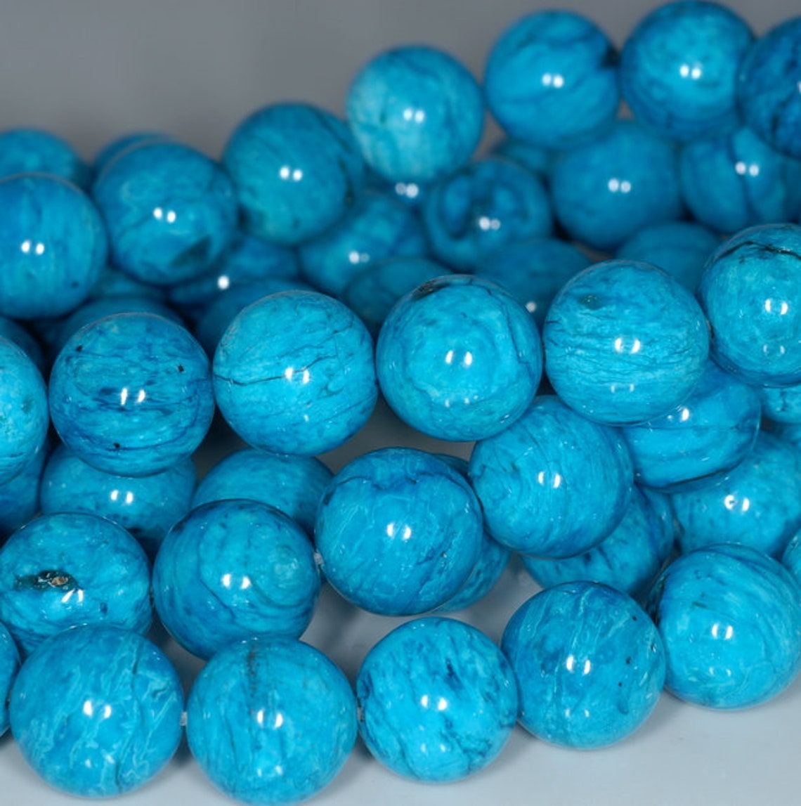 10MM Turquoise Blue Jasper Gemstone Round Loose Beads 7.5 Inch Half ...