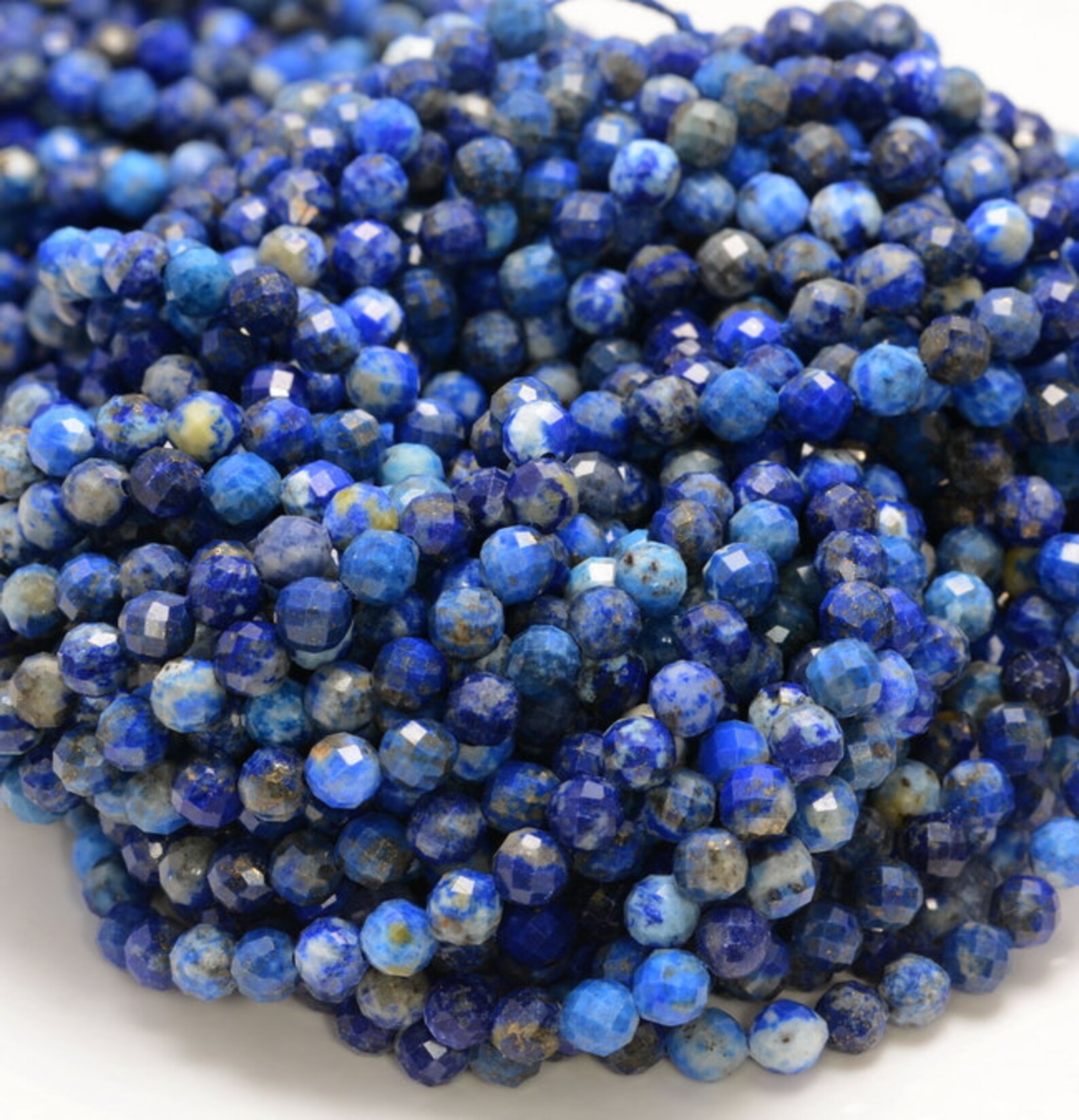 5MM Genuine Lapis Lazuli Gemstone Grade A Micro Faceted Round Loose ...