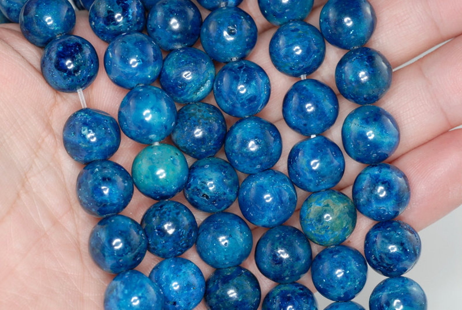 10mm Blue Turquoise Jasper Gemstone Round 10mm Loose Beads 16 Inch Full ...