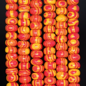 8x5mm Red Yellow Matrix Turquoise Gemstone Rondelle Loose Beads 15.5 ...