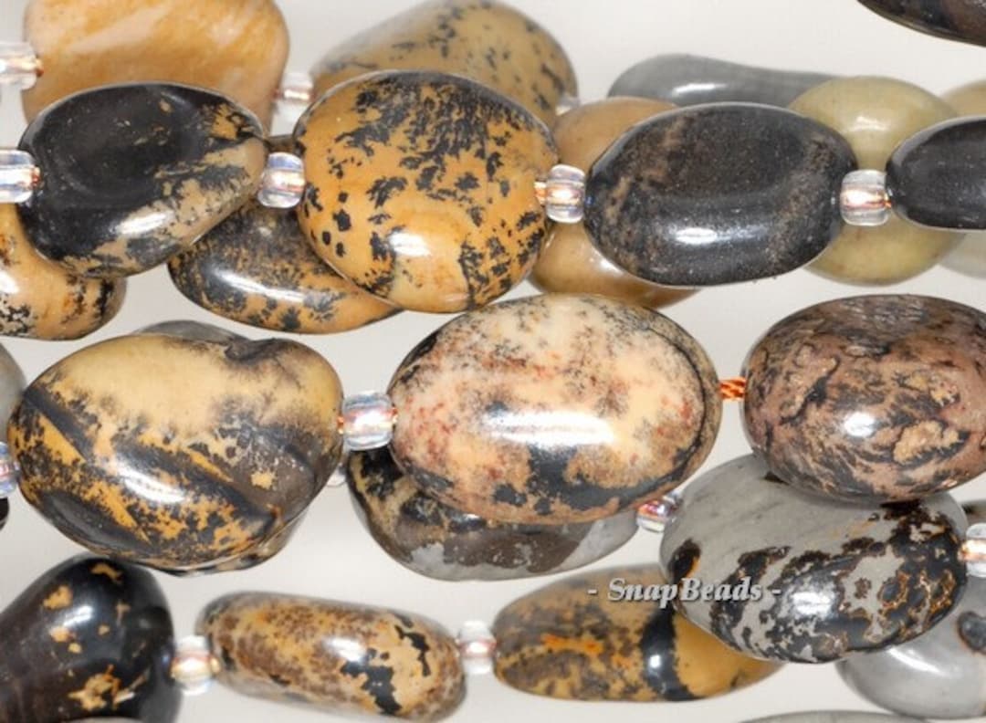 Chinese Painting Jasper Gemstone Grade A Pebble 7x10mm-10x14mm Loose ...