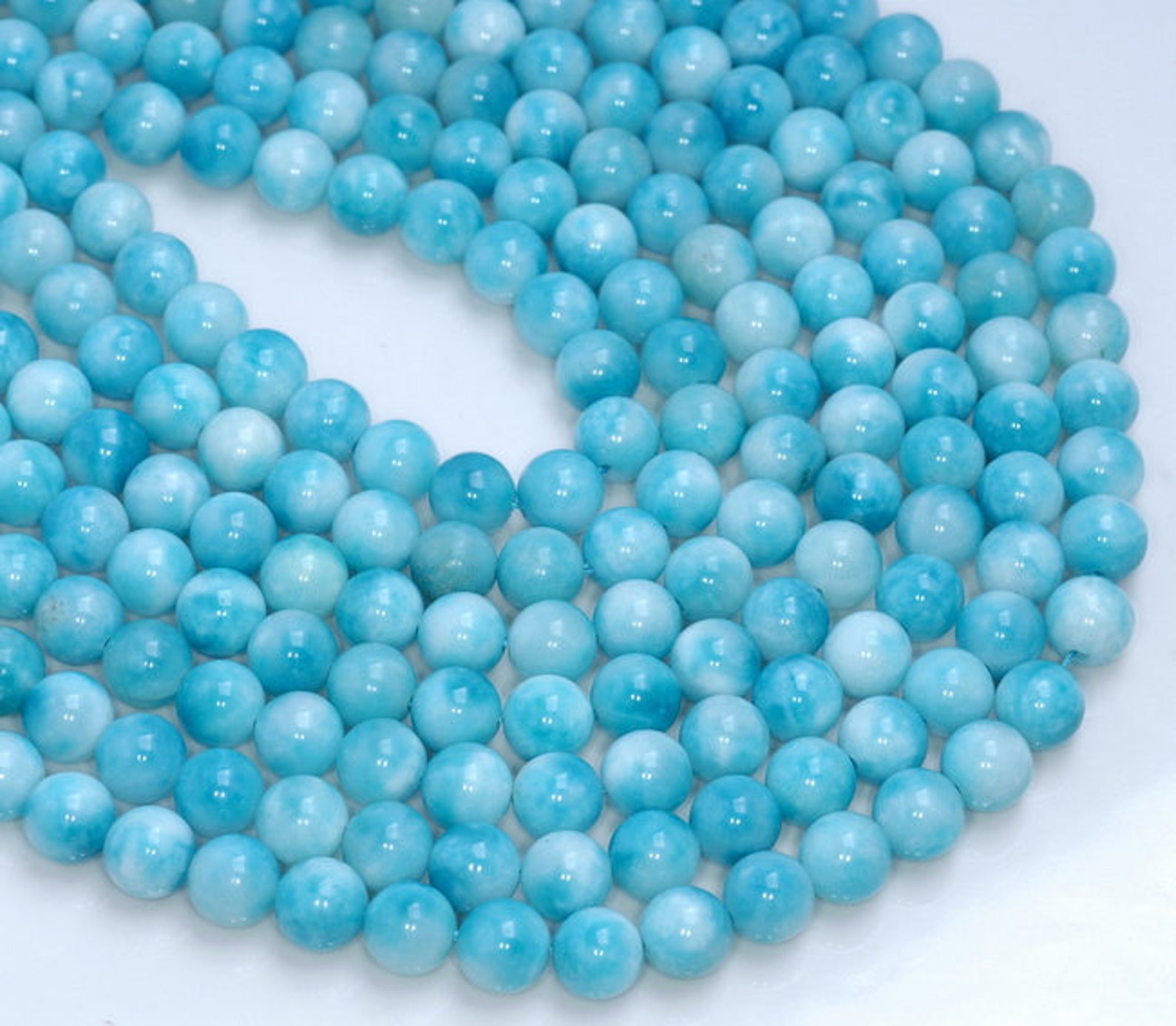 10mm Larimar Quartz Gemstone Grade AAA Sky Blue Round Loose Beads 7.5 ...