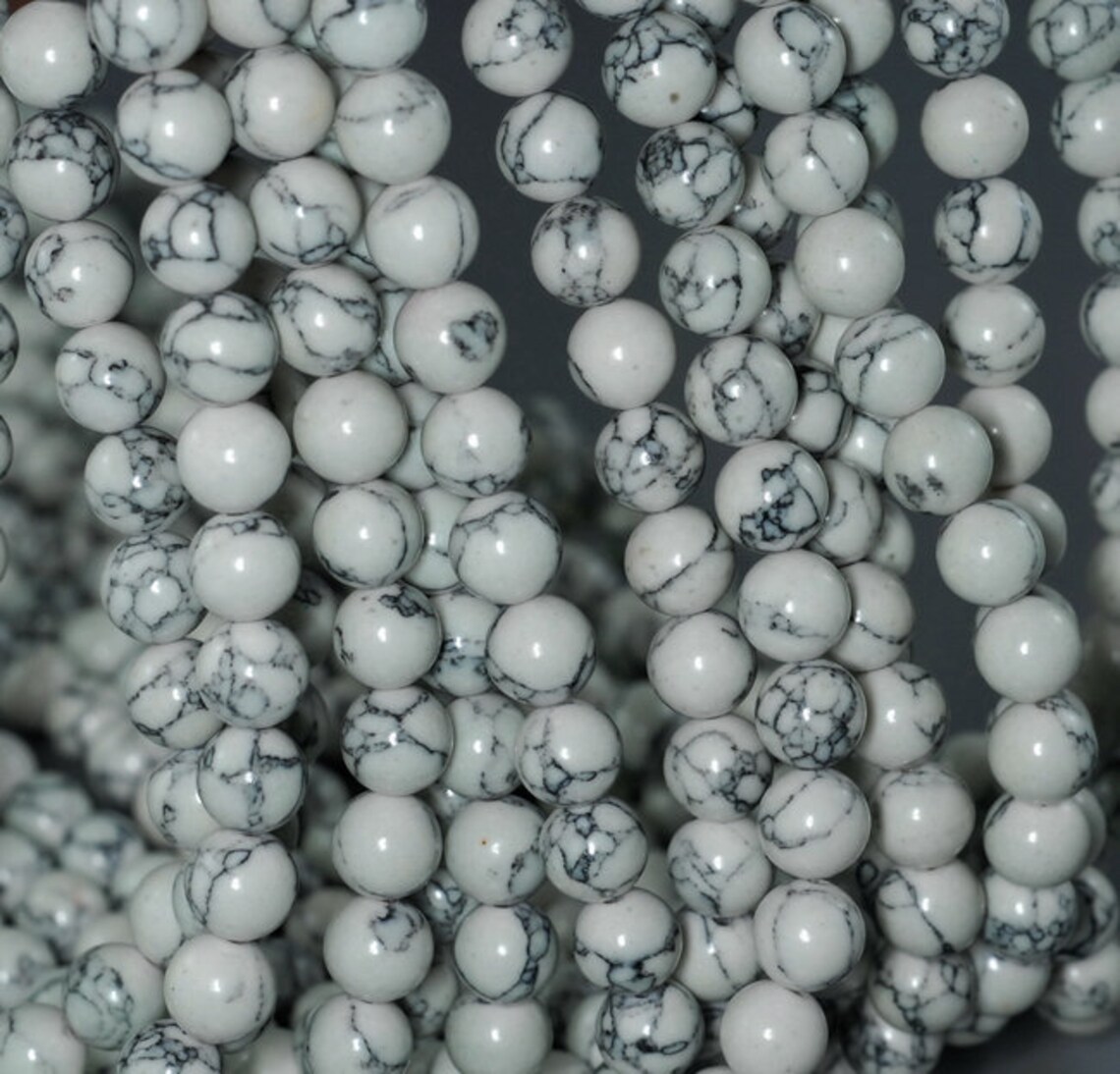 8MM White Matrix Turquoise Gemstone Round Loose Beads 15.5 - Etsy