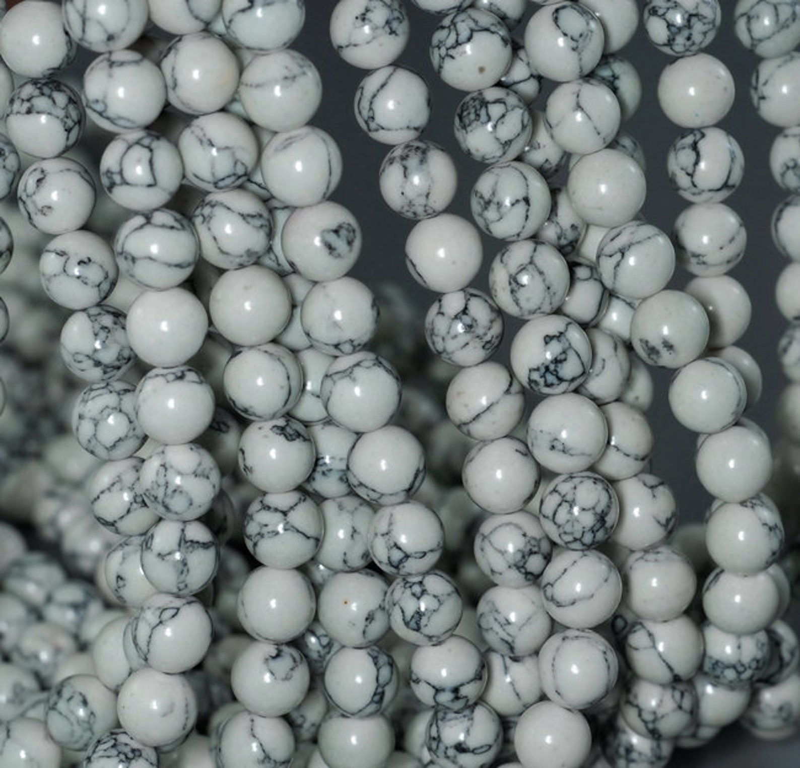 8MM White Matrix Turquoise Gemstone Round Loose Beads 15.5 - Etsy