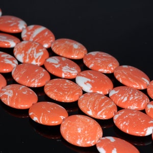 18x13mm Orange White Matrix Turquoise Gemstone Oval Loose Beads 15.5 ...