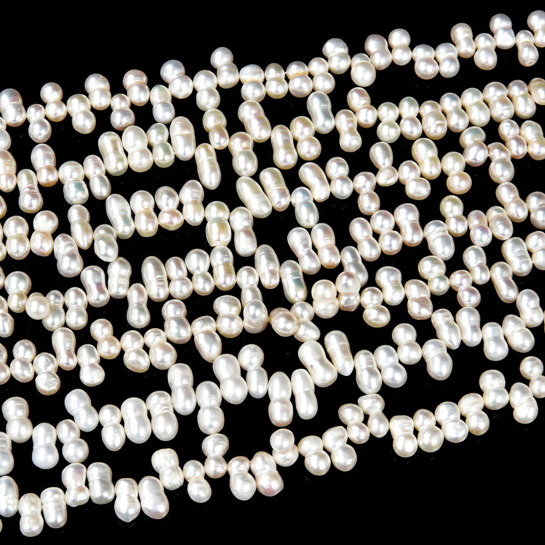 Natural Freshwater Ivory White Pearl Gemstone Peanut 9-13MM 10-13MM ...