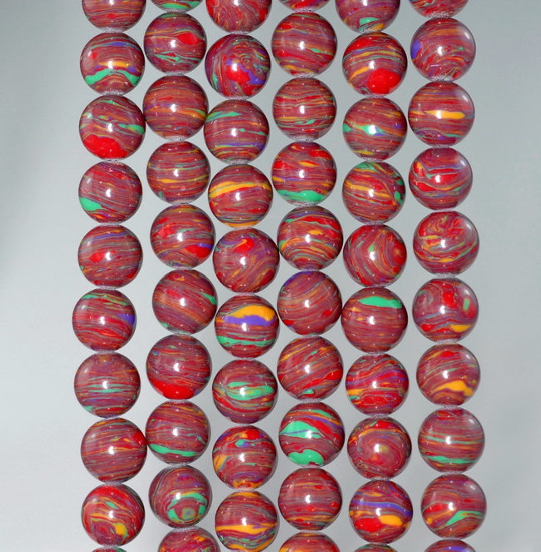 8MM Red Matrix Turquoise Gemstone Round Loose Beads 15 Inch Full Strand ...