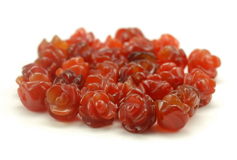 10MM Red Agate Gemstone Carved Rose Flower Beads BULK LOT 5,10,20,30,50 ...