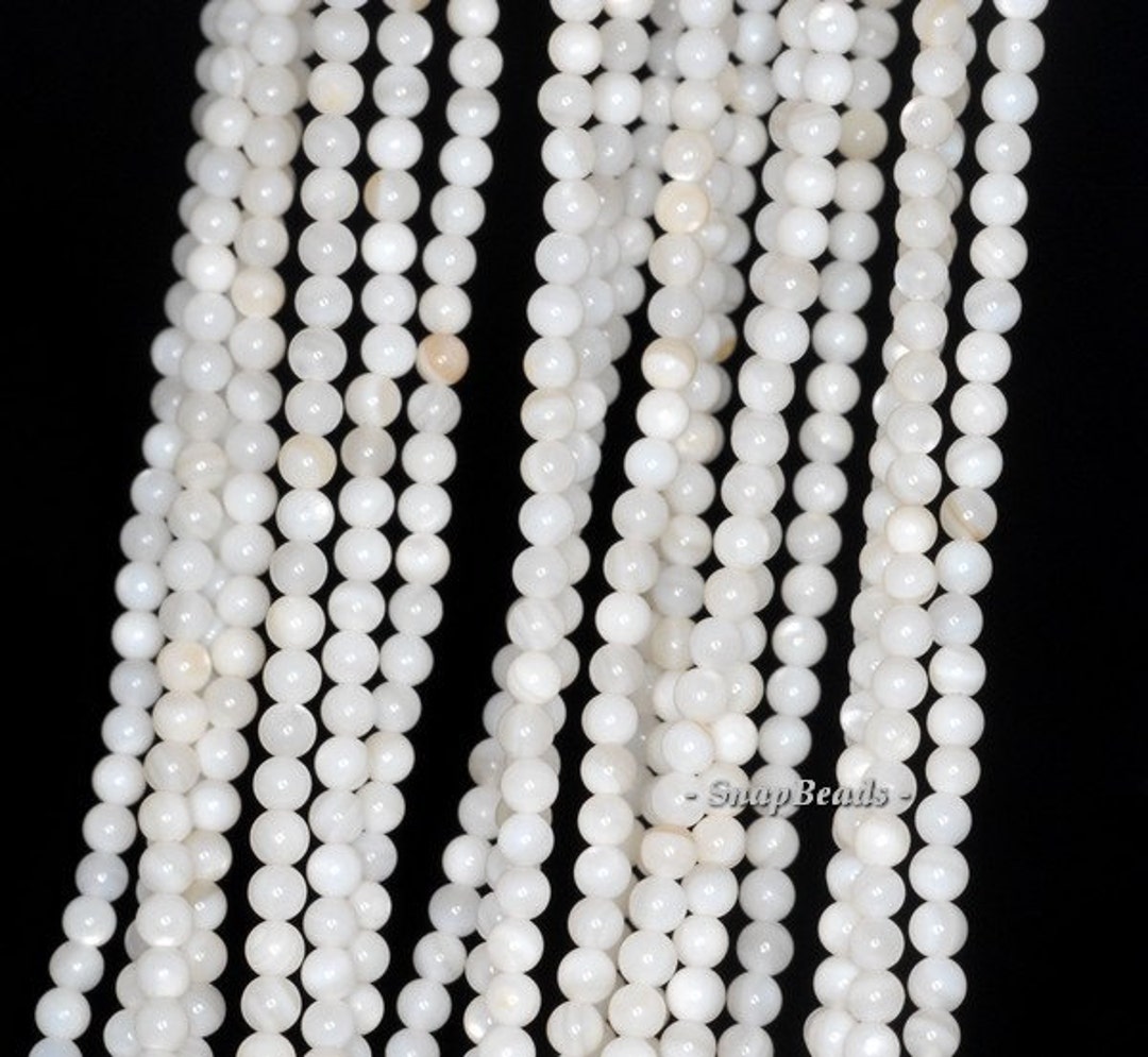 3mm Ivory Pearl Shell Gemstone Grade A White Round Loose Beads 16 Inch ...