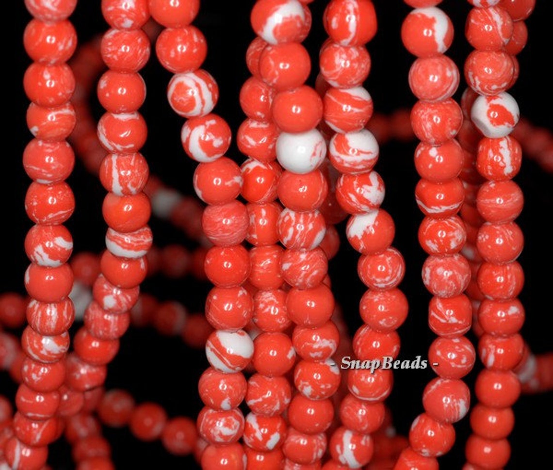 6mm Matrix Turquoise Gemstone Red White Round 6mm Loose Beads - Etsy