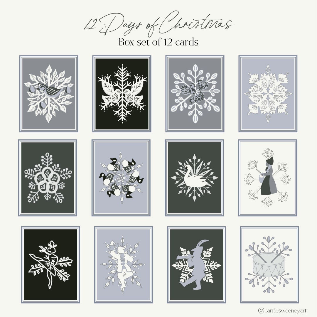 12 Days of Christmas Box Set of 12 Notecards - Etsy