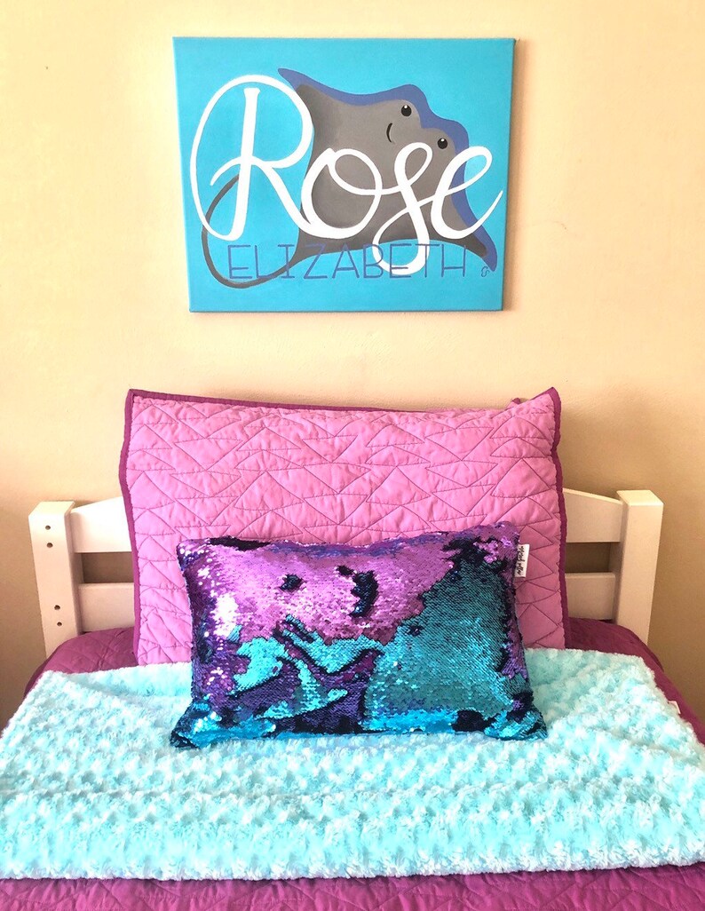 Stingray Painting for Kids Room // Personalized Name Canvas // Hand ...