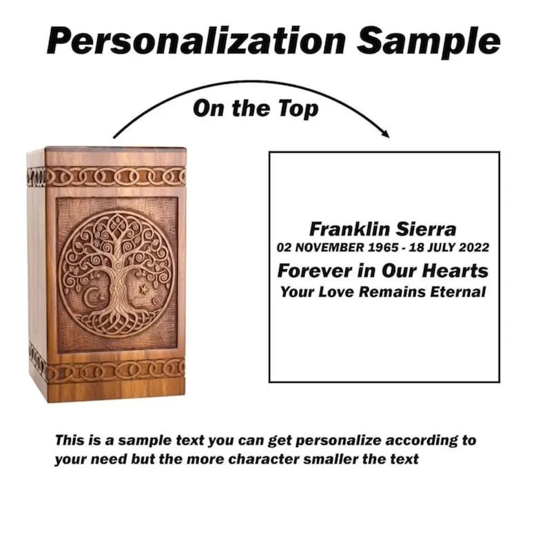 Handcrafted Tree of Life Wooden Cremation Urn for Human Ashes Celtic ...