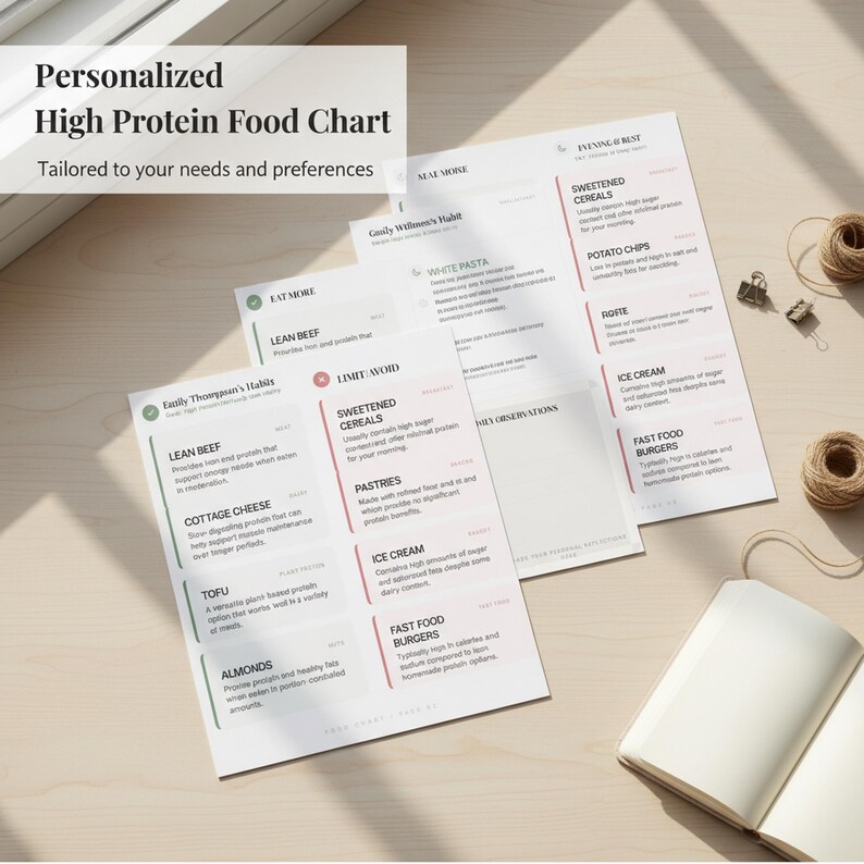 High Protein Food Chart Set | Printable Diet Chart & Foods List ...