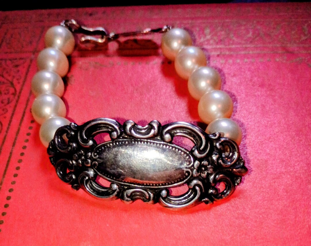 Vintage T Foree Sterling Silver Faux Pearl Bracelet, 7 Inch - Etsy