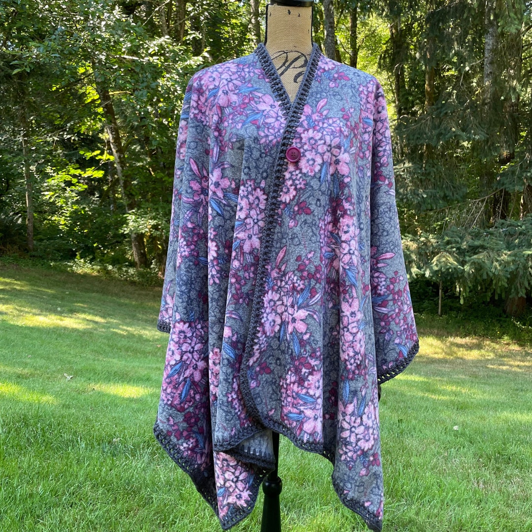 Luxe Fleece Shawl//wrap//poncho//cape//cover Up//gray Pink Burgundy ...