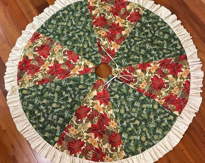 Christmas Tree Skirt, Quilted Christmas Tree Skirt, Xmas Tree Skirt ...