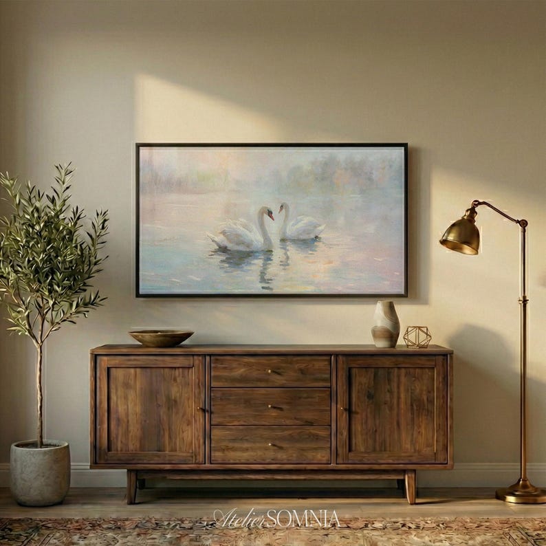 Swan TV Art | Summer Frame TV Art Vintage | Cottagecore Samsung Frame ...