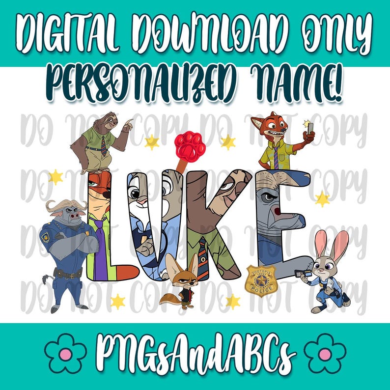 Zootopia Custom Name | PNG File | Personalized Digital Download - Etsy