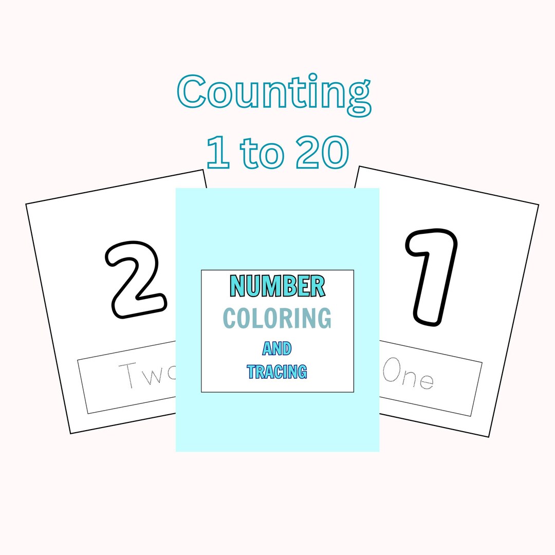 Number Coloring Tracing Worksheets 1-20, Math Practice (PDF Printable ...