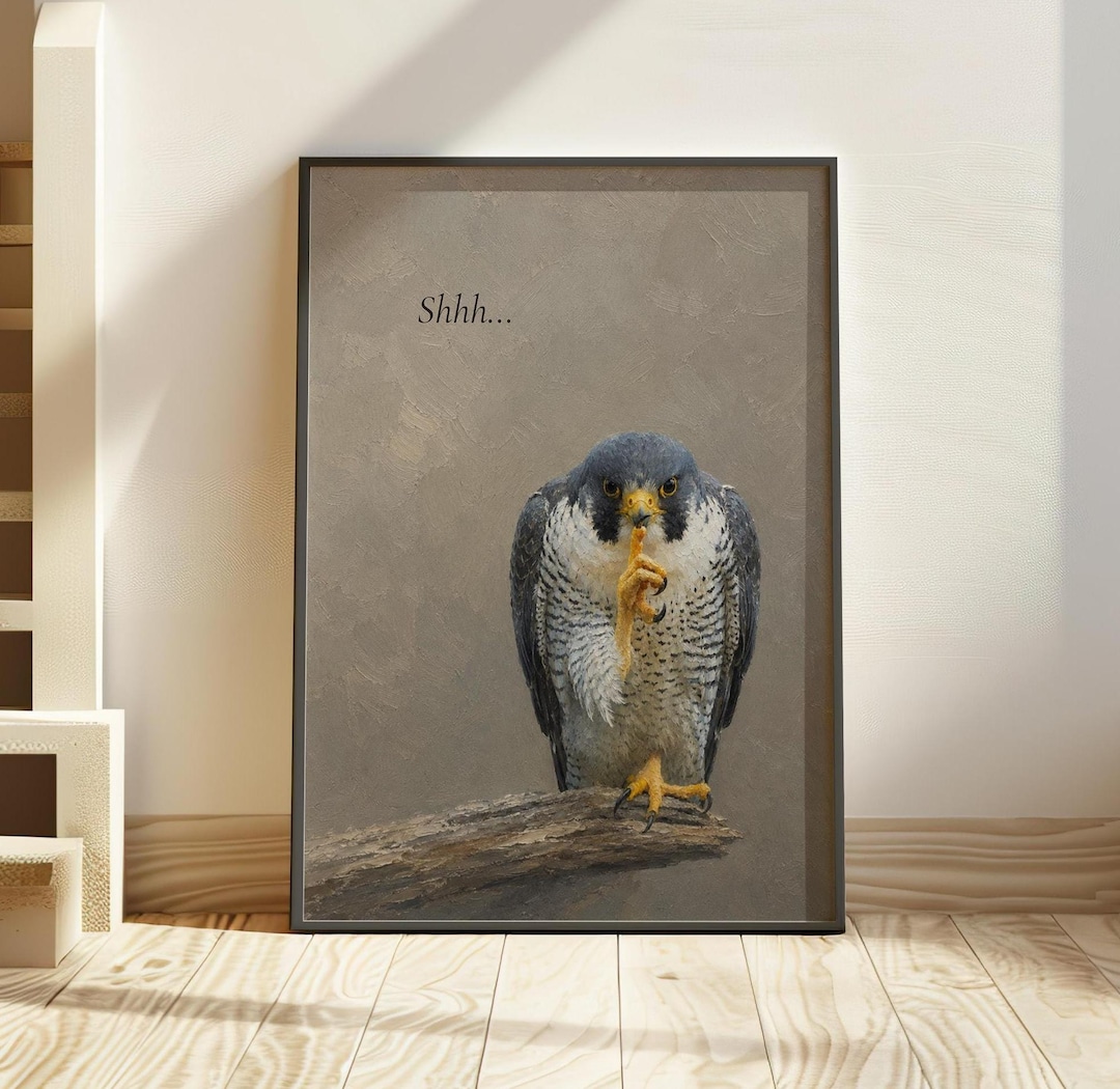 Funny Peregrine Falcon Print | Oil Painting Style Wildlife Humor Wall ...