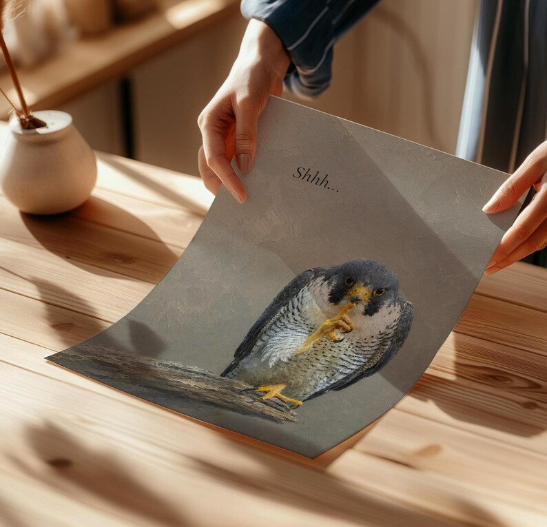 Funny Peregrine Falcon Print | Oil Painting Style Wildlife Humor Wall ...