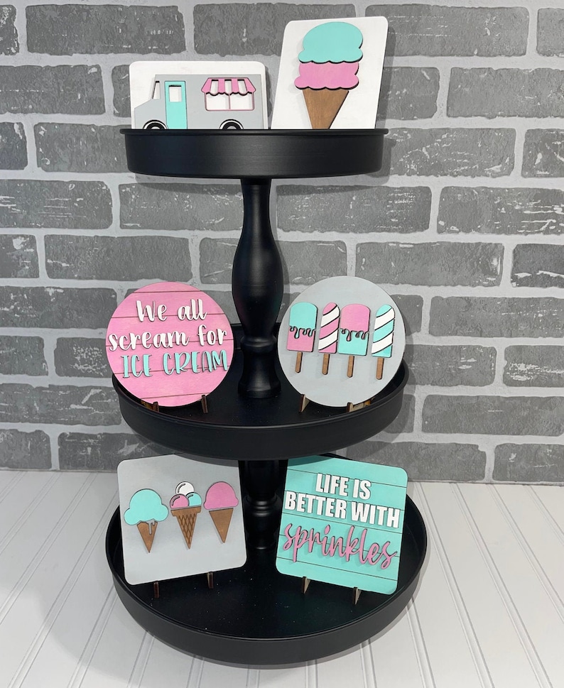 Ice Cream Tier Tray Laser Cut File - Etsy