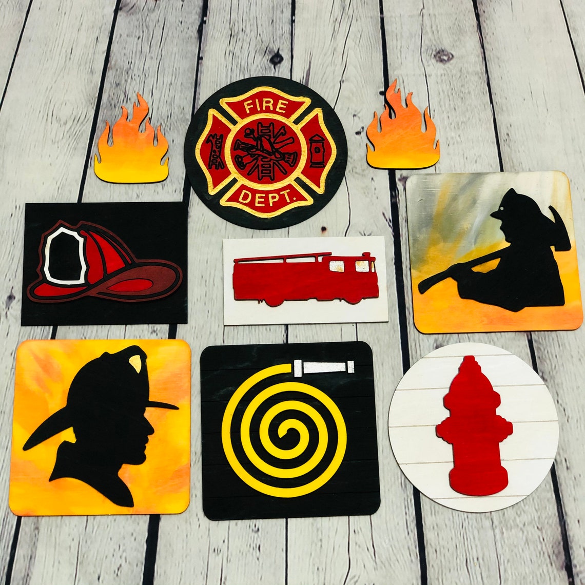 Firefighter Fireman Tier Tray Laser Cut File - Etsy