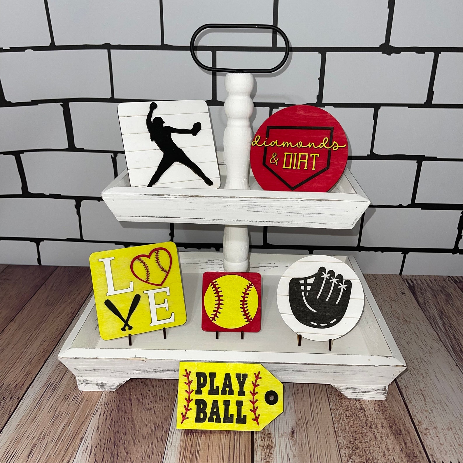 Softball Tier Tray Laser Cut File - Etsy