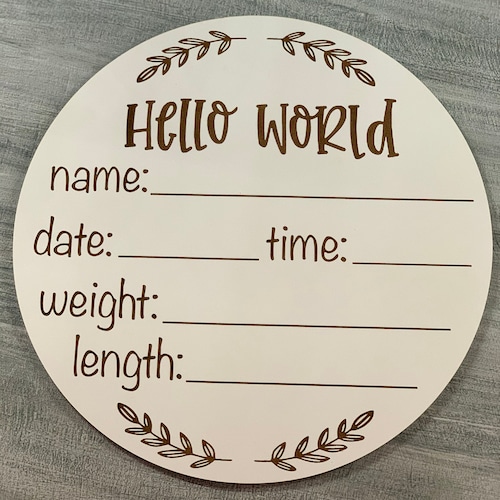SVG File Hello World Baby Sign Laser Cut Files Glowforge SVG - Etsy
