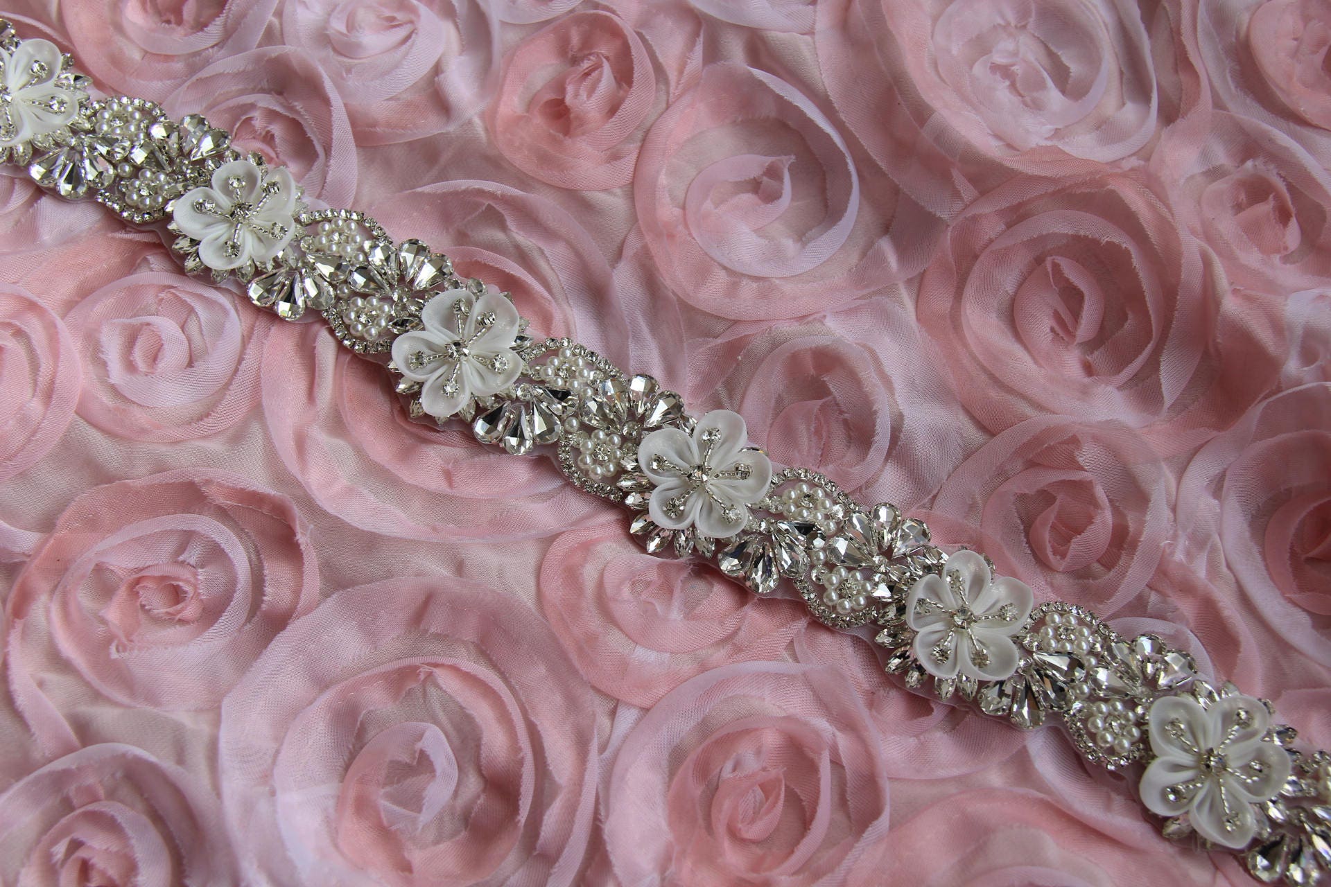 Faja nupcial faja de la boda Sash de apliques de diamantes | Etsy