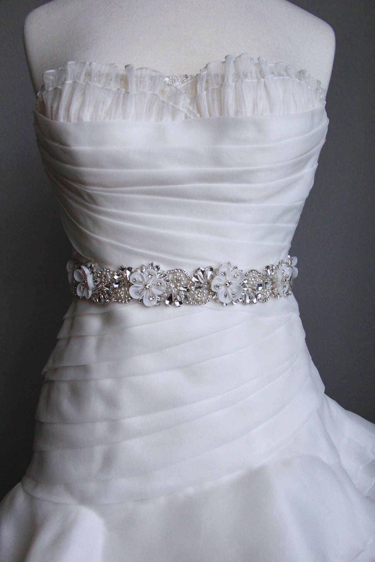 Faja nupcial faja de la boda Sash de apliques de diamantes | Etsy