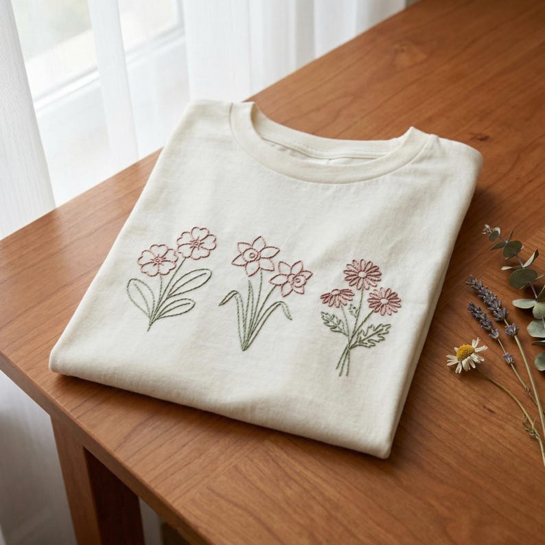 Custom Birth Flower Stick and Stitch Embroidery Pattern, Water Soluble ...