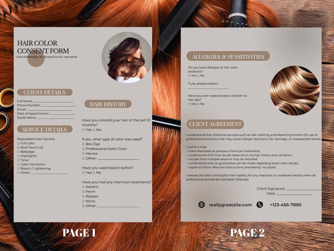 Hair Color Consent Form | Salon Chemical Service Agreement (canva ...